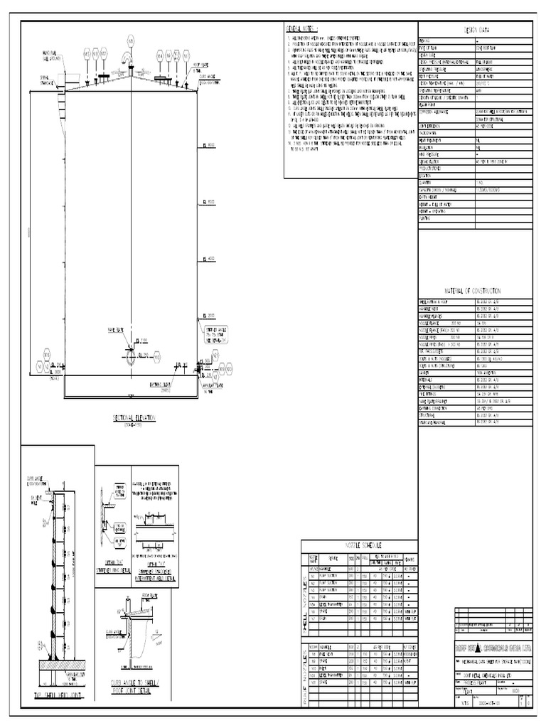 Mechanical Data Sheet For Storage Tank (1000KL) | PDF