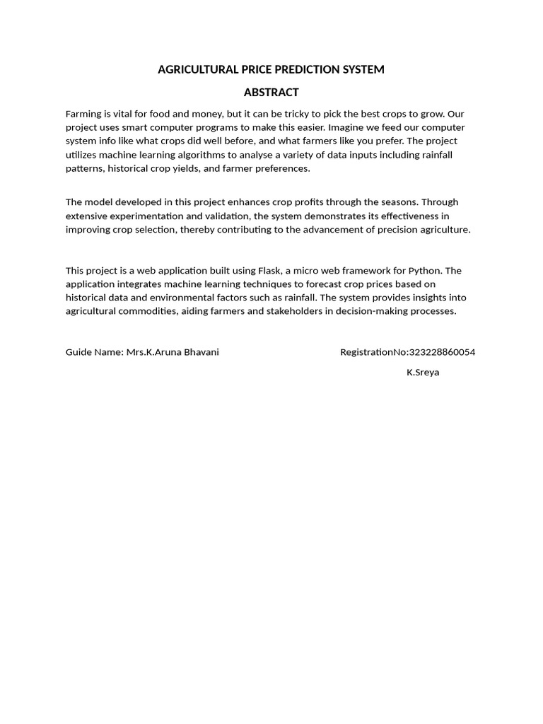 Agricultural Price Prediction System | PDF