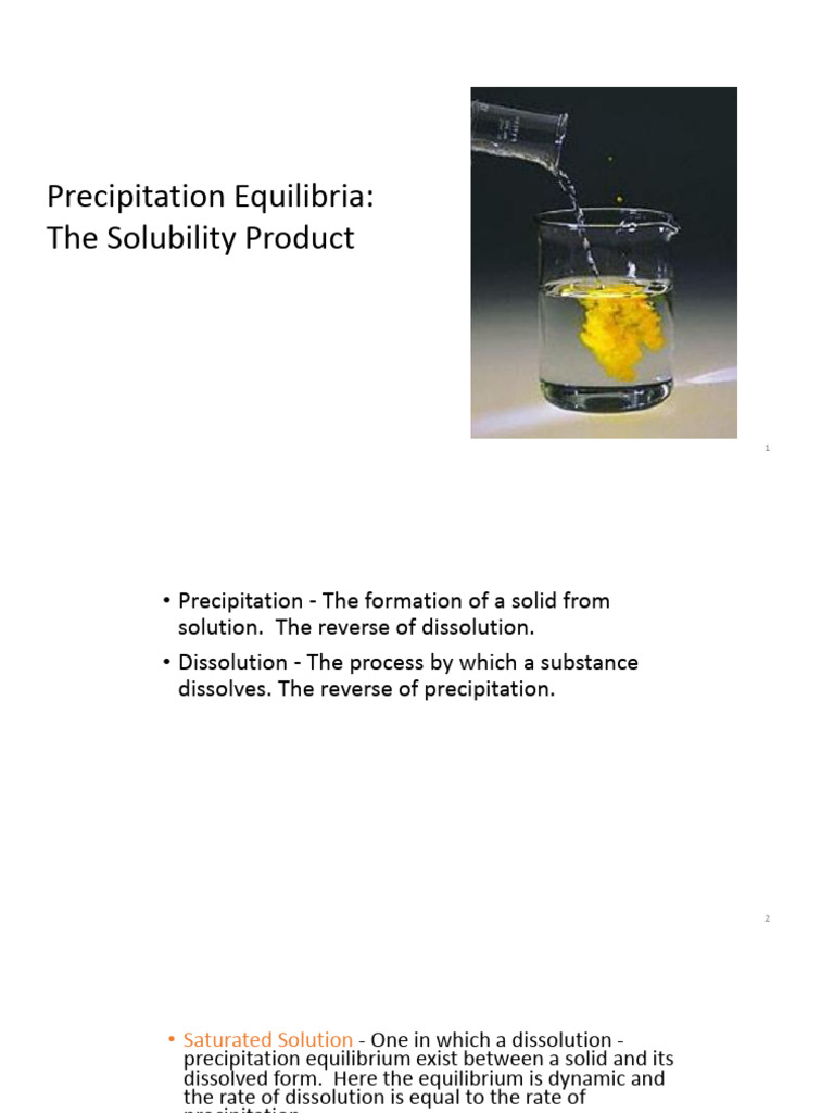 Precipitation Equilibria of Sparingly Soluble Salts | PDF | Solubility ...
