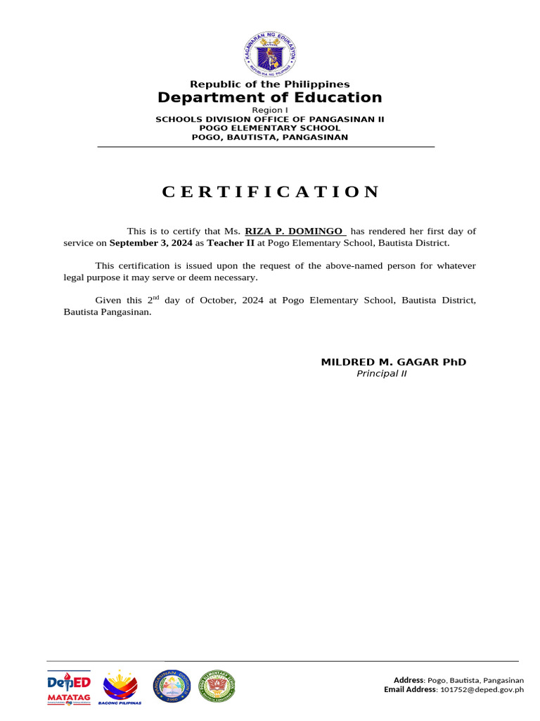Certificate of 1st Day | PDF