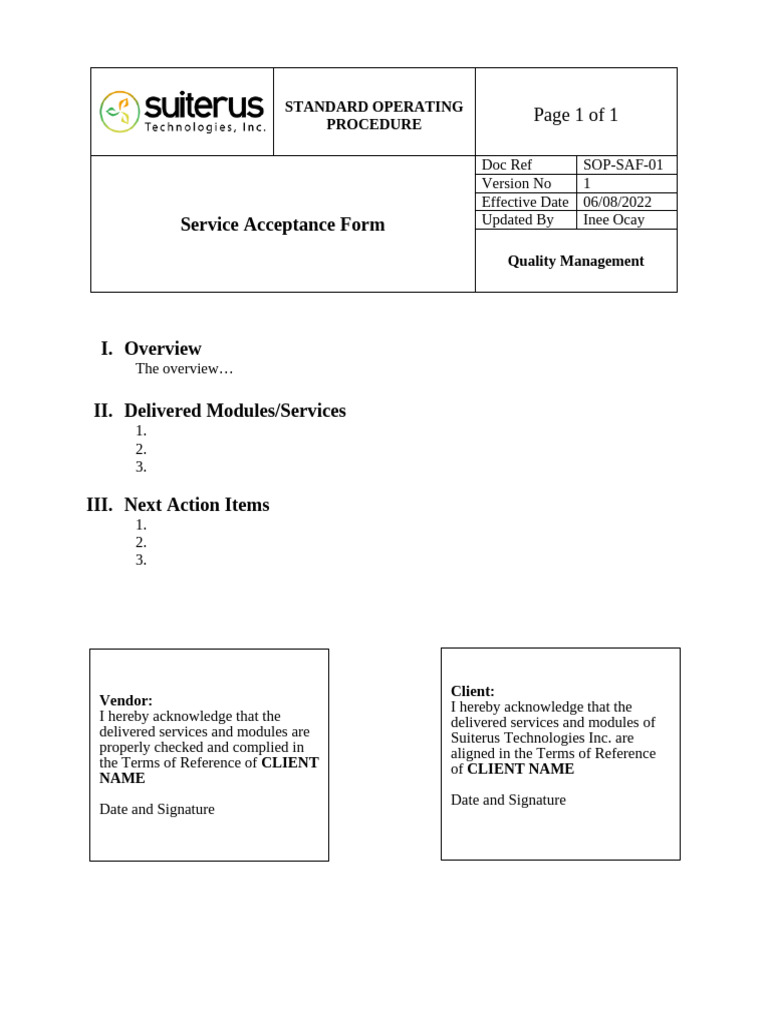 Sop Saf 01 | PDF