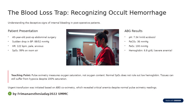 The Blood Loss Trap Recognizing Occult Hemorrhage ABG Slide | PDF