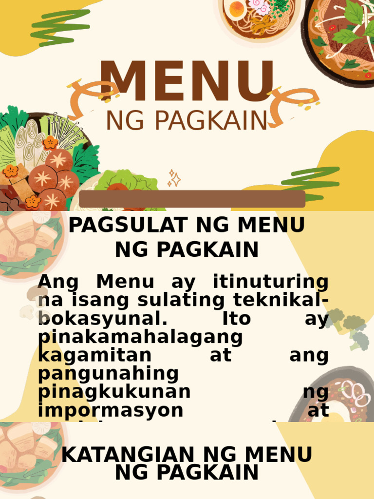 Menu NG Pagkain | PDF