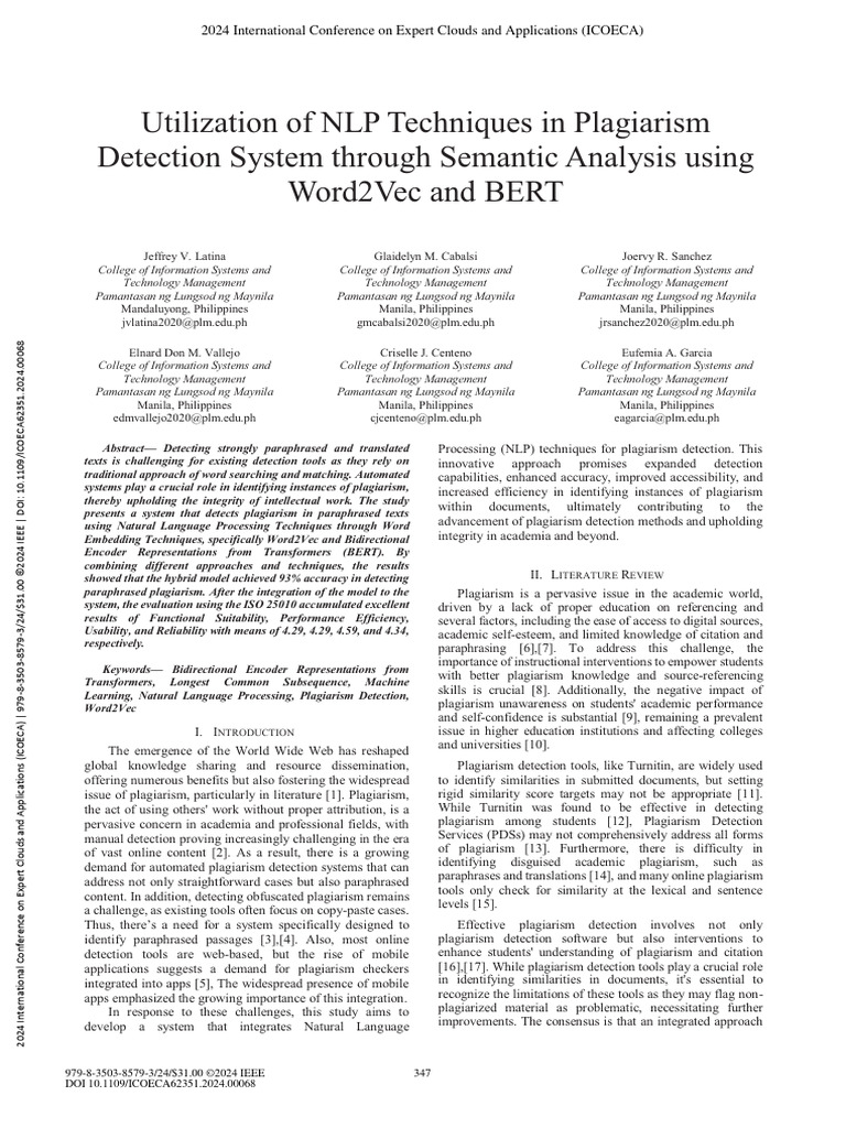 Utilization of NLP Techniques in Plagiarism Detection System Through Semantic Analysis Using ...