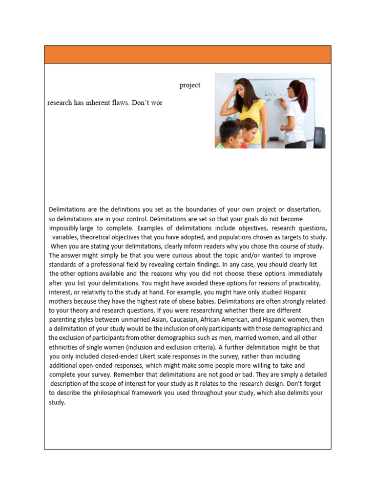 Research Assumptions and Limitations | PDF | Statistics | Quantitative ...