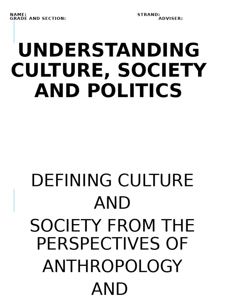Defining Culture, and Society | PDF