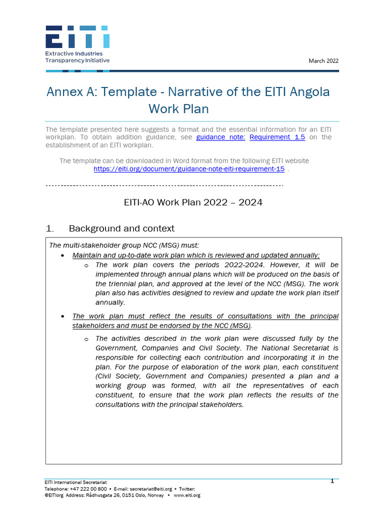 EN Annex - Narrative Work Plan-2022-2024 | PDF | Economies