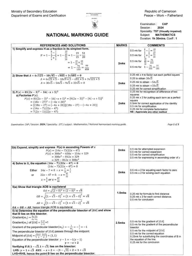 Cap TST Math Visually Impaired | PDF