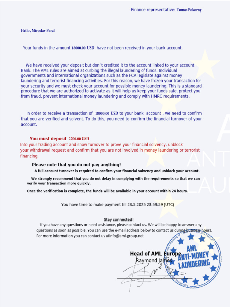 AML Verification Required for Funds Release | PDF
