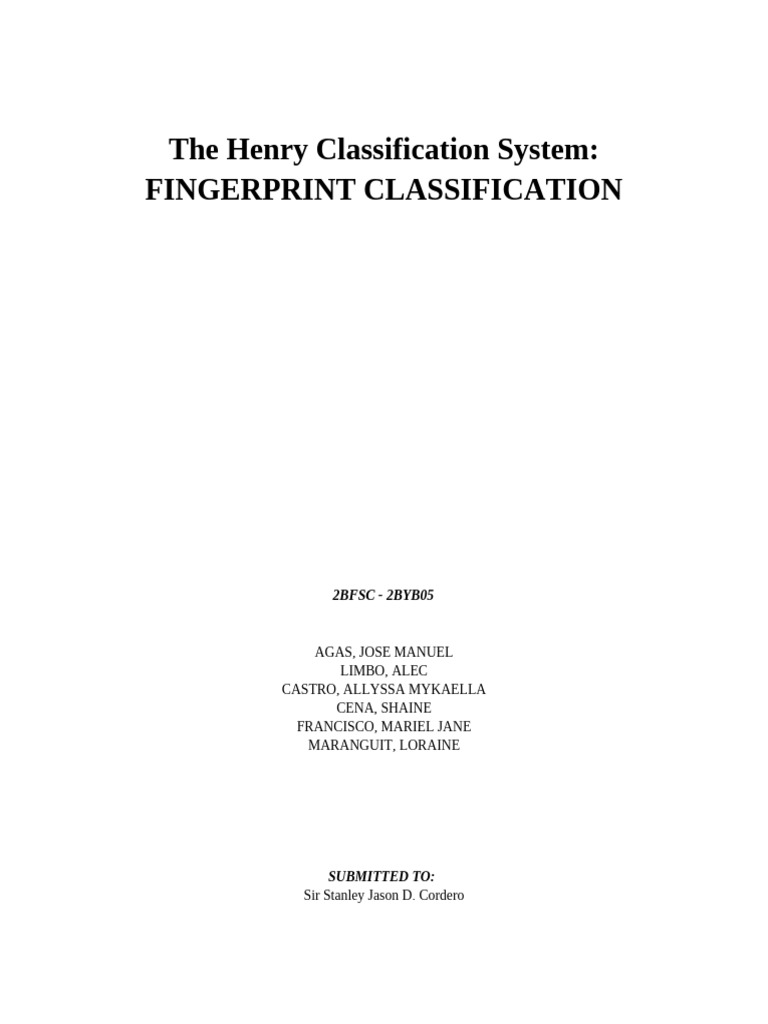 Henry Fingerprint Classification System | PDF | Fingerprint | Hand