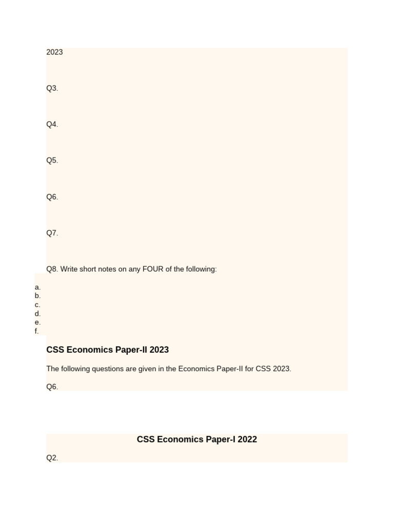 CSS Economics Papers Overview 2023 | PDF