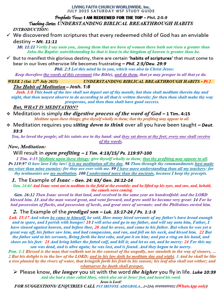 12TH DEVELOPED ..... July 2025 WSF Teaching Outline .... HABIT OF ...
