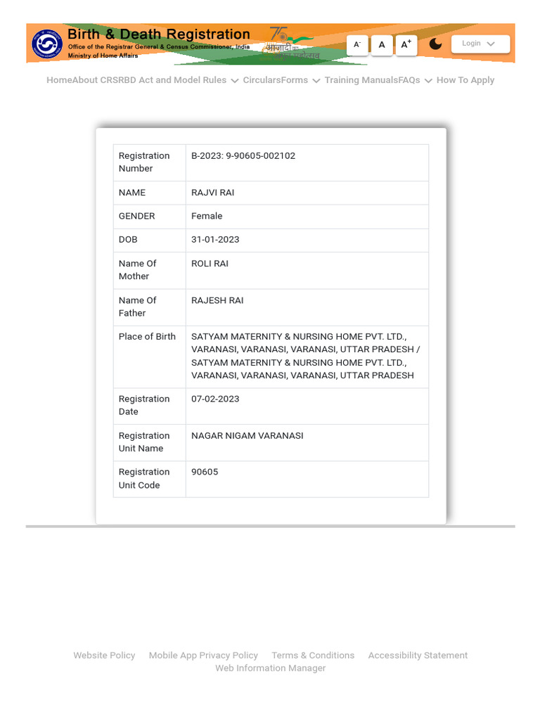 Validate Certificate - Civil Registration System - Government of India ...