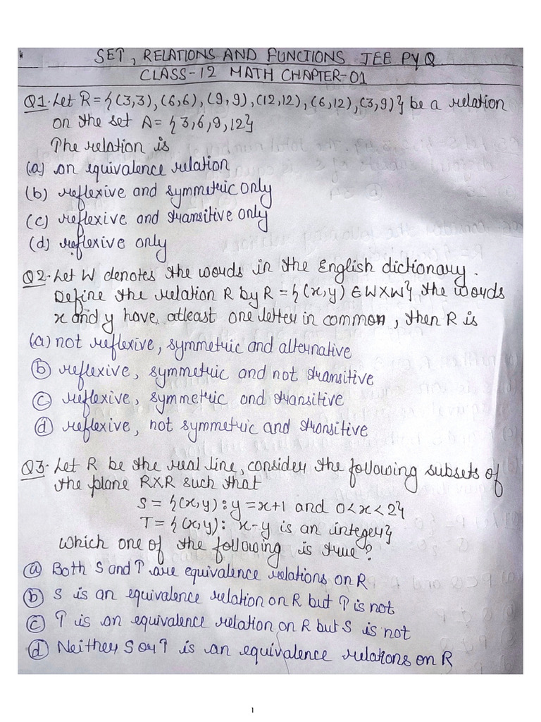 Set Relation and Function JEE Questions PDF | PDF