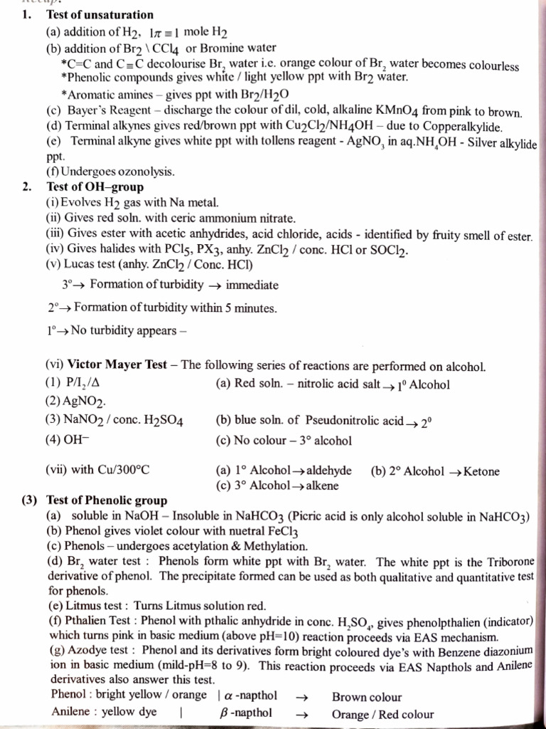 Organic Chemistry Test Methods | PDF | Amine | Ester