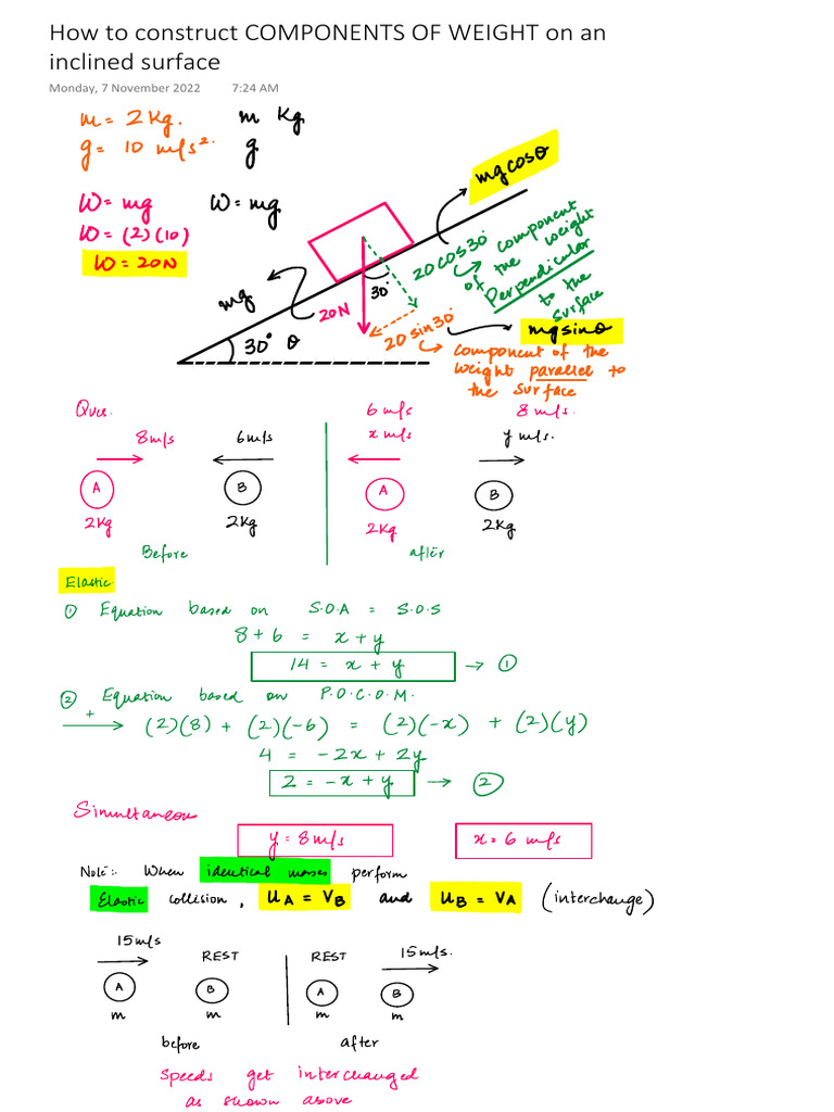 How To Construct COMPONENTS of WEIGHT On An Inclined Surface | PDF