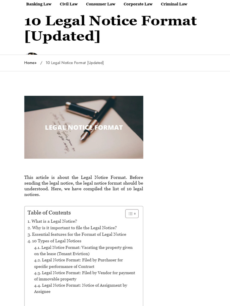 10 Legal Notice Format (Updated) - LexForti | PDF | Justice | Crime ...