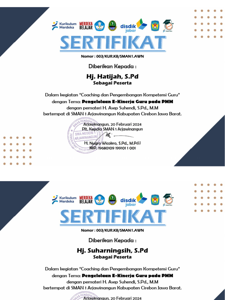 Sertifikat PMM Coaching 1 | PDF