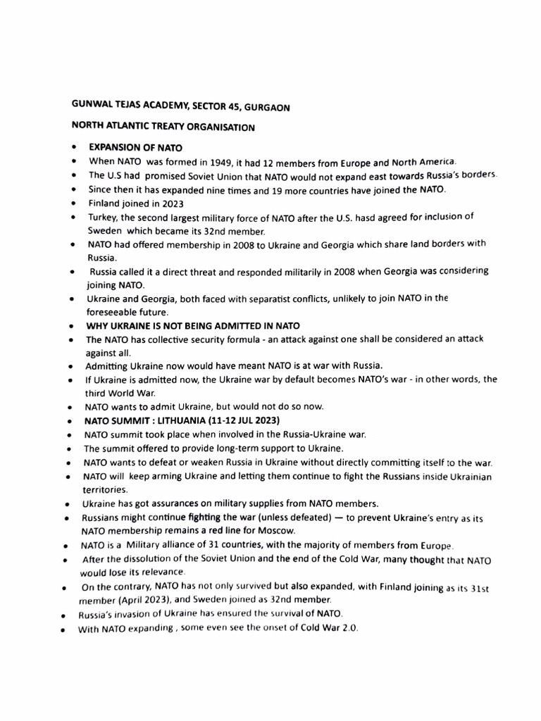 NATO Expansion and Ukraine's Status | PDF