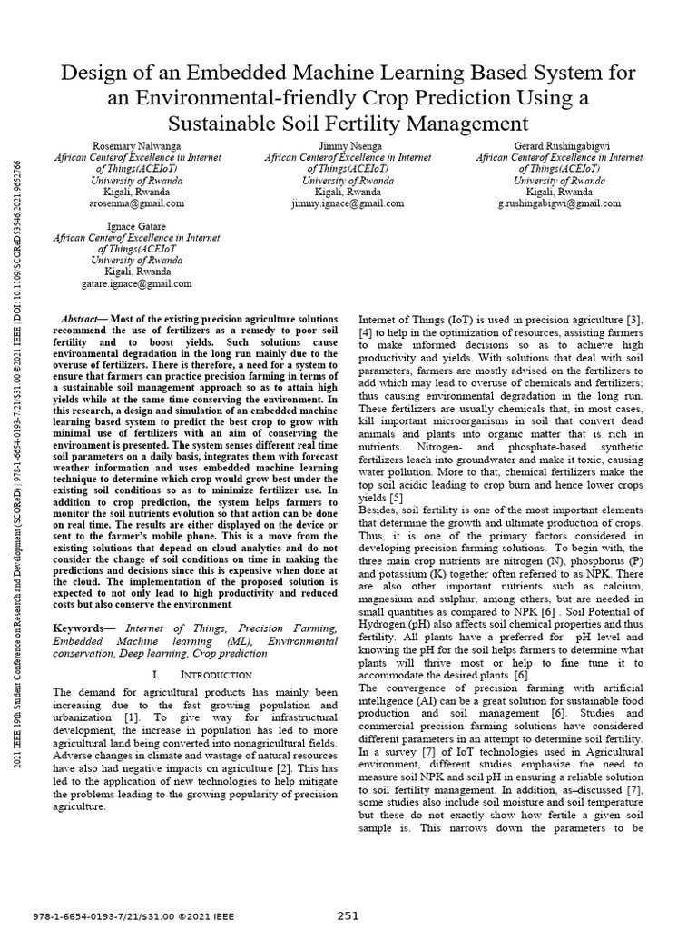 Design of An Embedded Machine Learning Based System For An Environmental-Friendly Crop ...