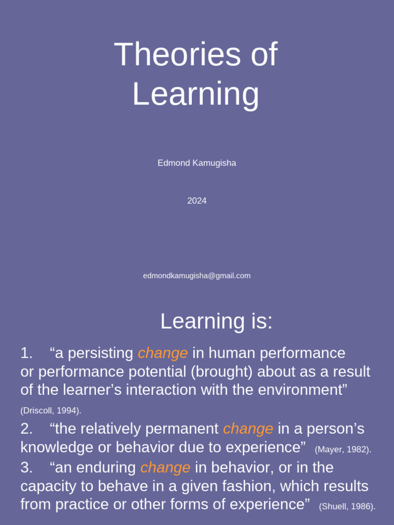 Key Learning Theories Explained | PDF | Classical Conditioning ...