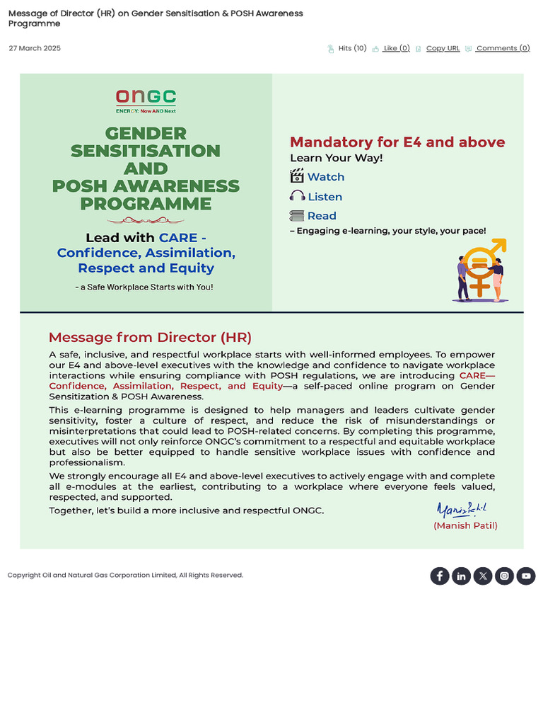 Message From DHR On ONGC Reports | PDF