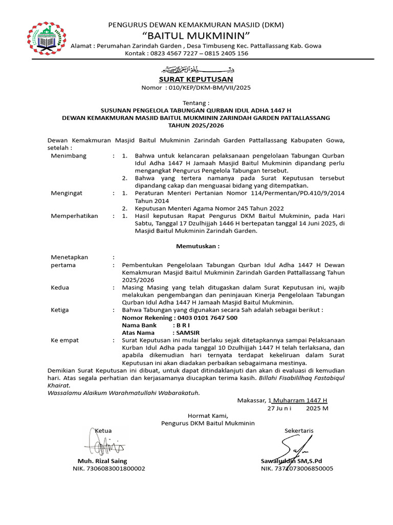 SK DKM Tahun 1447 H | PDF