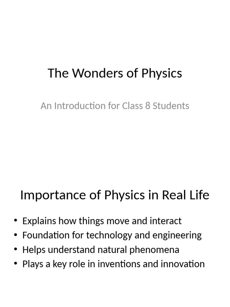 Physics for Class 8: Key Concepts | PDF