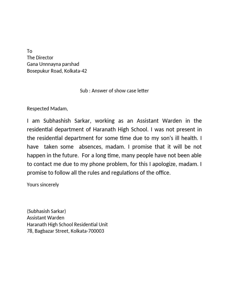 Response to Show Cause Letter | PDF