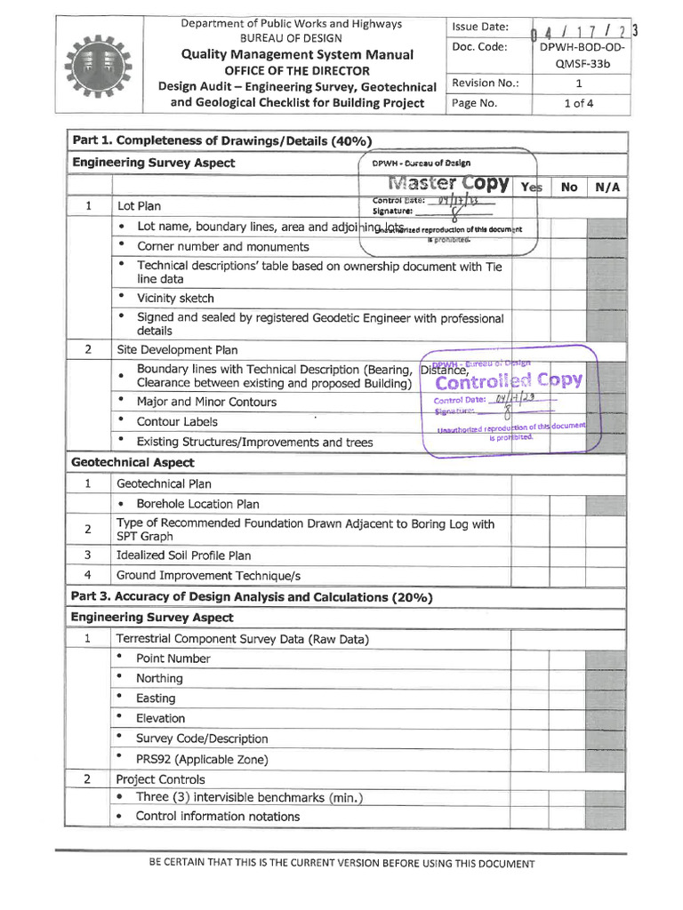 Checklist Design Buildings Surveys | PDF