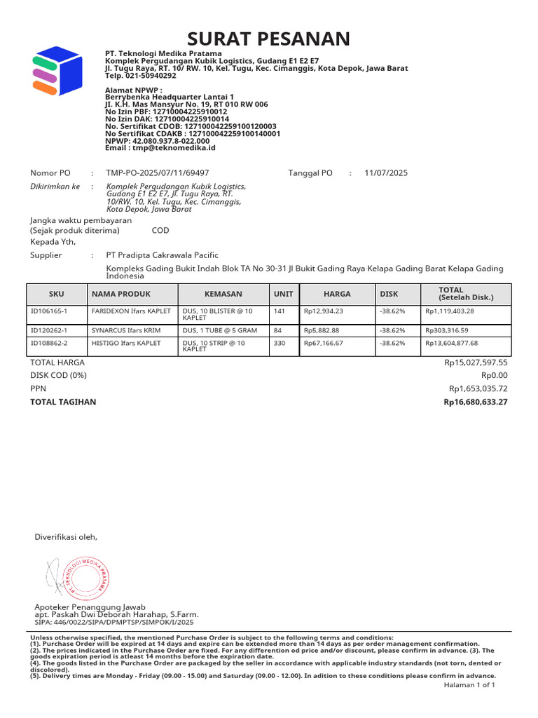 Purchase Order - TMP-PO-2025 - 07 - 11 - 69497 - 1752219168952 | PDF