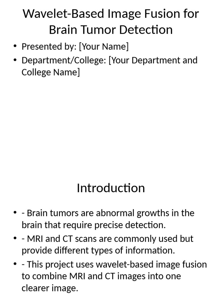 Wavelet Based Image Fusion Presentation | PDF | Ct Scan | Magnetic ...