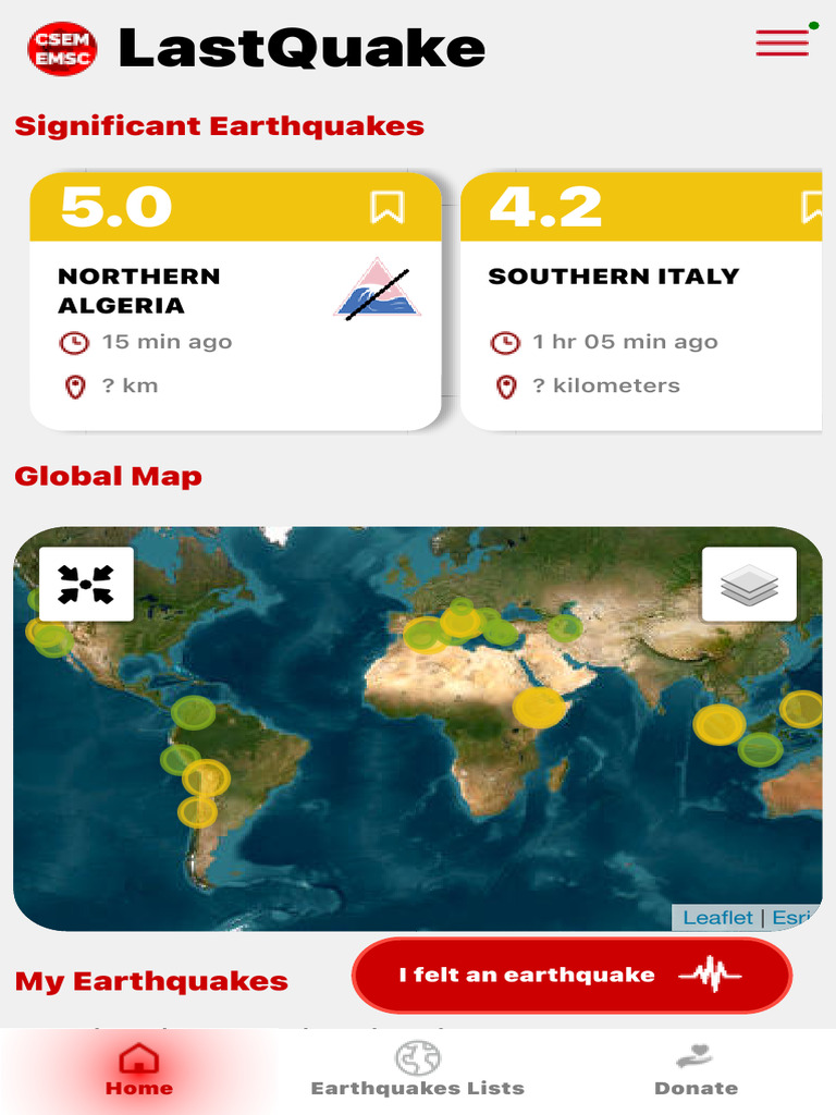 EMSC Earthquake Updates and Lists | PDF