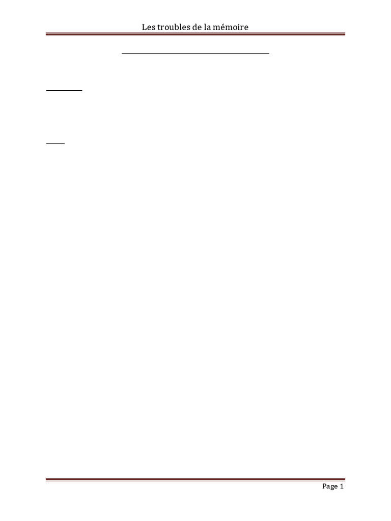 Troubles de la mémoire : définitions et types | PDF | Amnésie | Mémoire