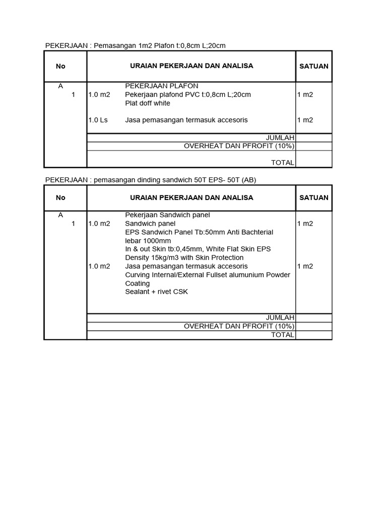 Pemasangan Plafon dan Sandwich Panel | PDF
