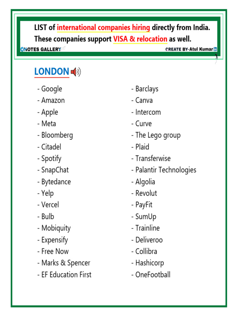 Companies Hiring from India Abroad | PDF | Companies | E Commerce