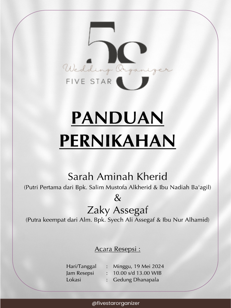 Panduan Pernikahan Sarah & Zaky | PDF