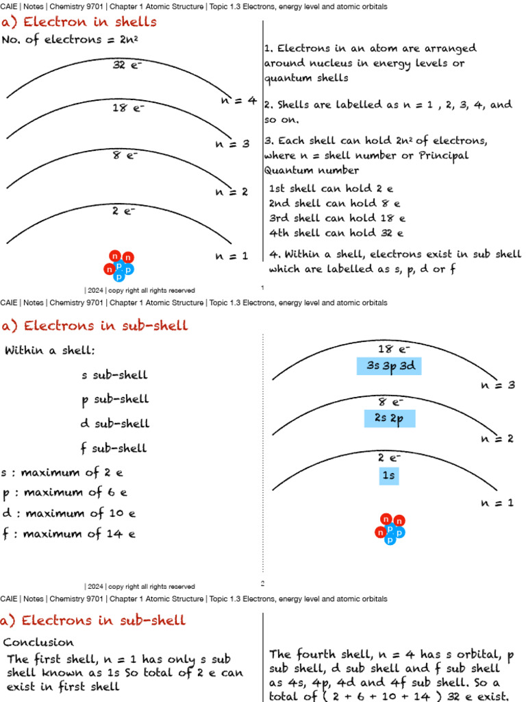 1.3 - Electrons, Energy Level and Atomic Orbitals | PDF | Atomic Orbital | Electron Configuration