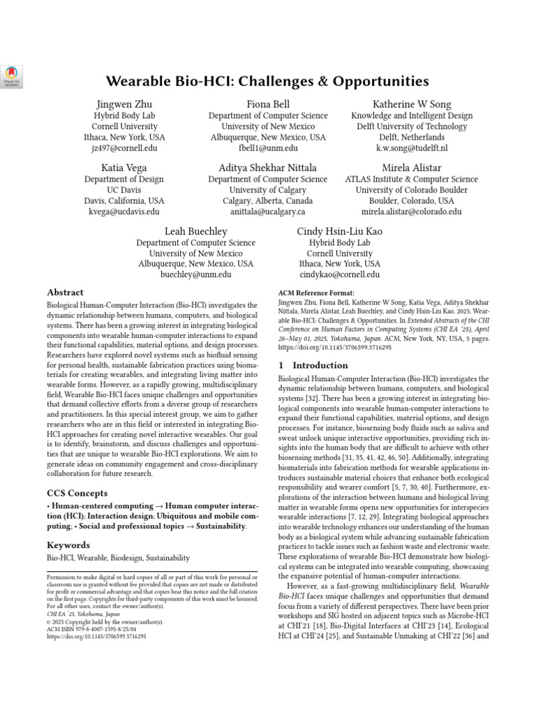 Zhu 等 - 2025 - Wearable Bio-HCI Challenges & Opportunities | PDF ...