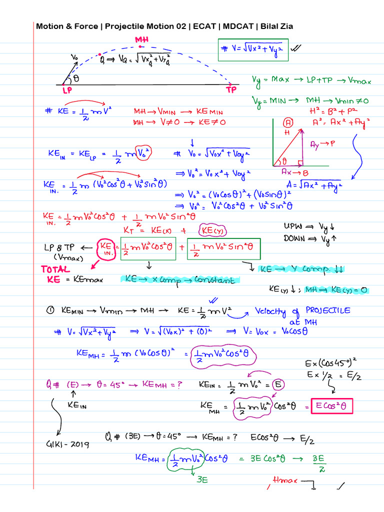 Projectile Motion Lecture Notes for ECAT | PDF