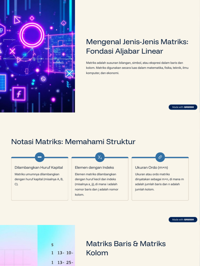 Mengenal Jenis Jenis Matriks Fondasi Aljabar Linear | PDF