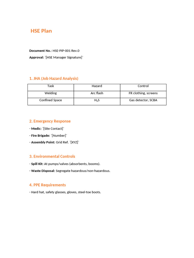 HSE Plan | PDF