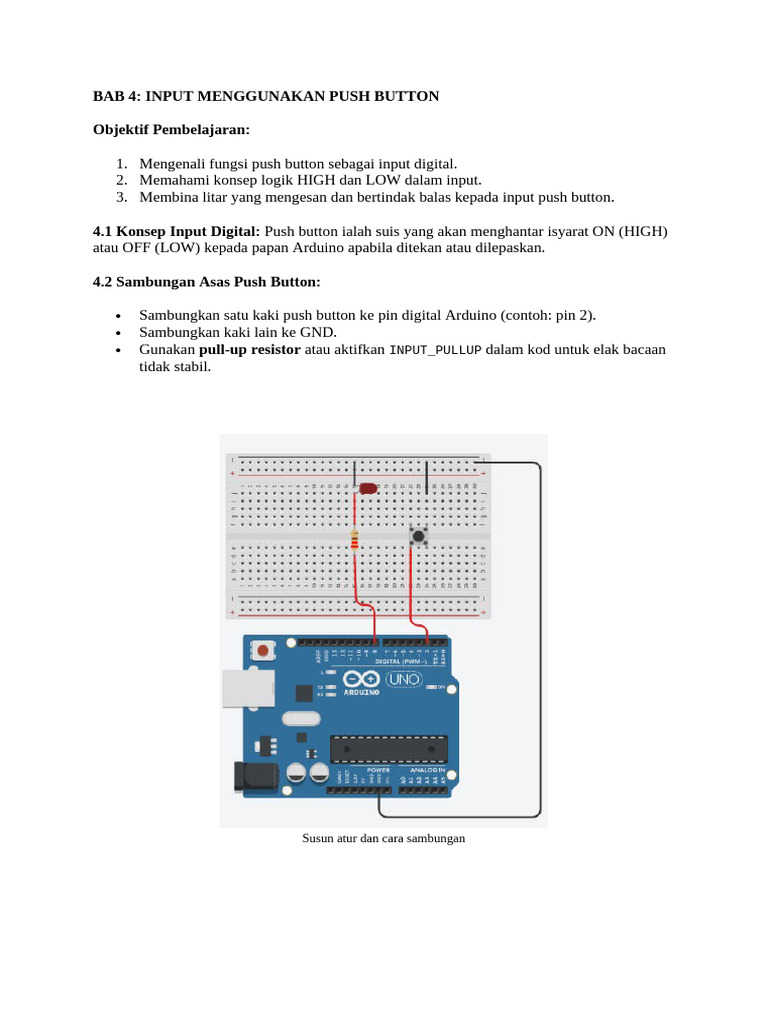 Bab 4 Input Menggunakan Push Button | PDF