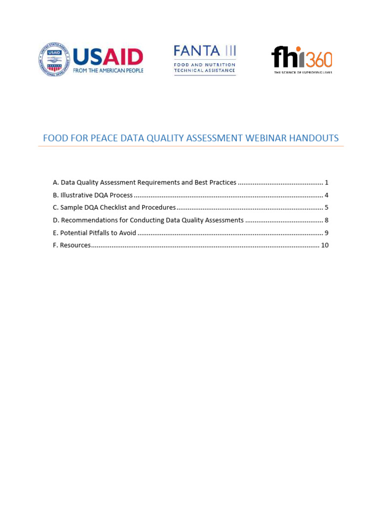 Data Quality Assessment (DQA) | PDF | Data Quality | Quality Assurance