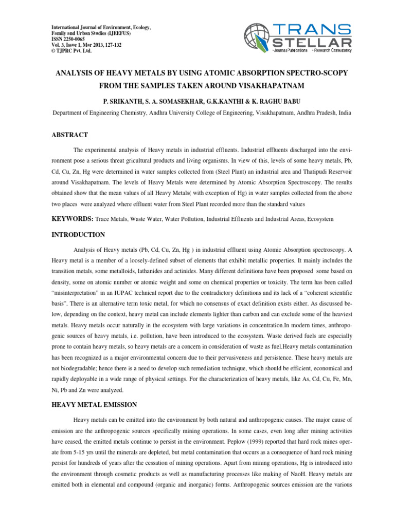 Analysis of Heavy Metals by Using Atomic | PDF | Nitric Acid | Mining
