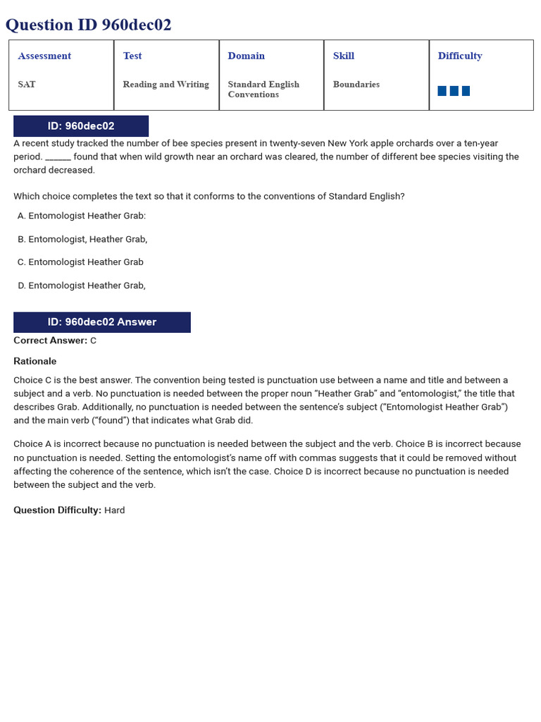 SAT Suite Question Bank - Results Sec | PDF | Comma | Language Mechanics