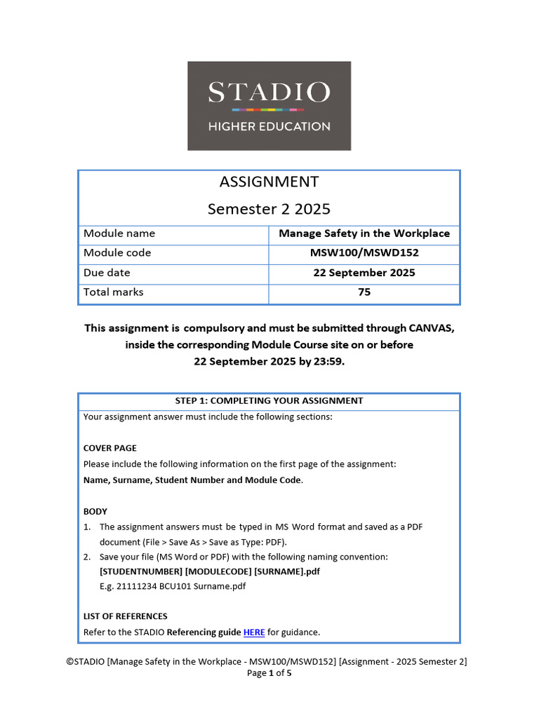 MSW100 Mswd152+2025+02+asgmt | PDF | Occupational Safety And Health ...