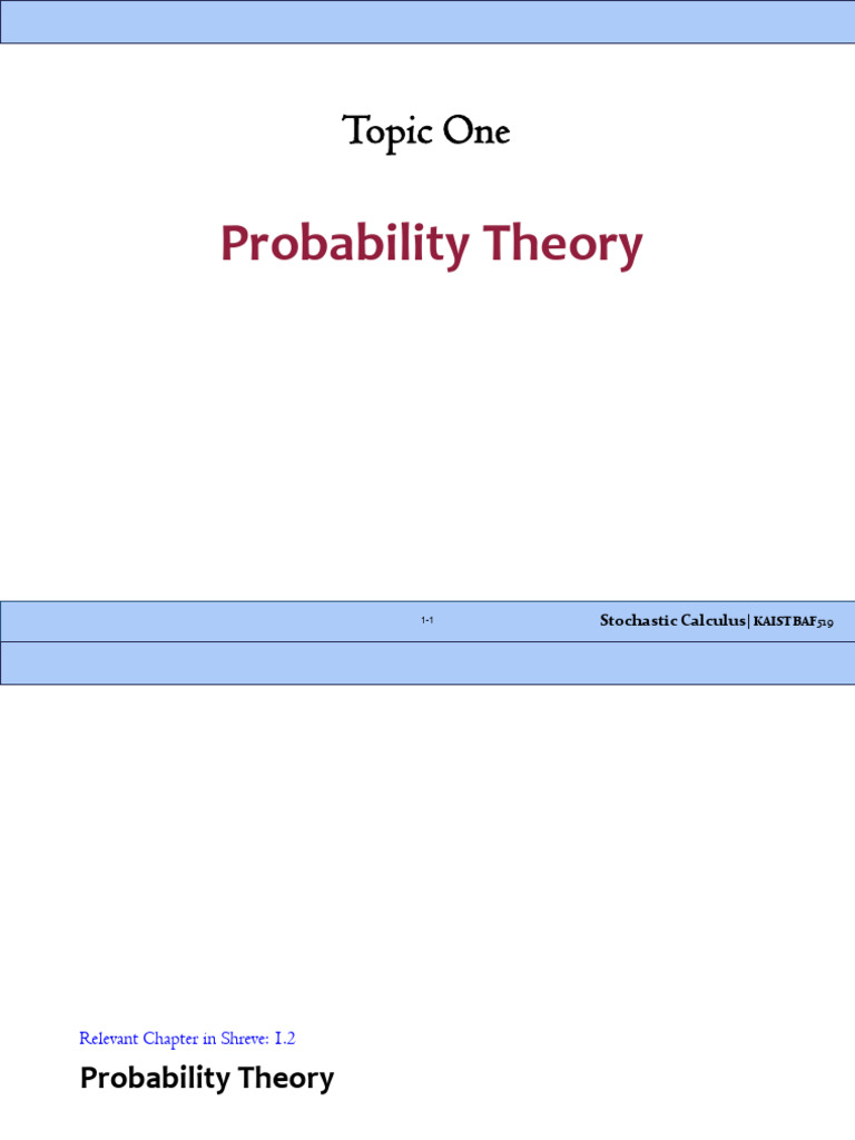 Stochastic Calculus: Probability Theory Basics | PDF | Mathematics ...