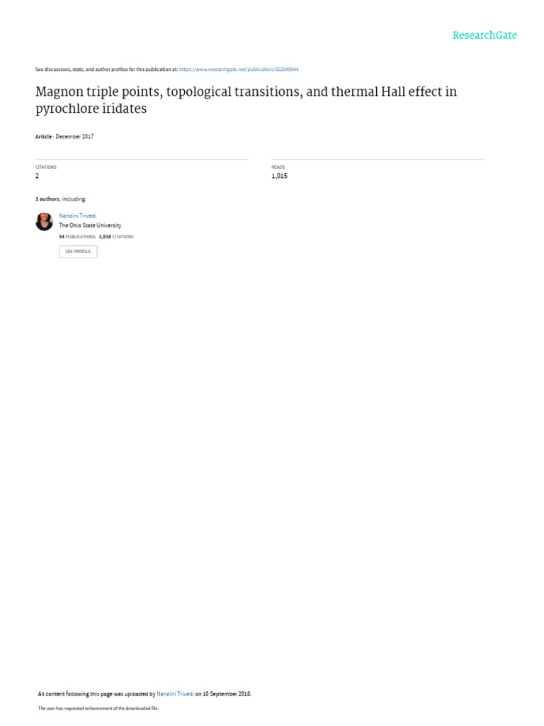 Magnon Triple Points Topological Transitions and T | PDF | Physics ...