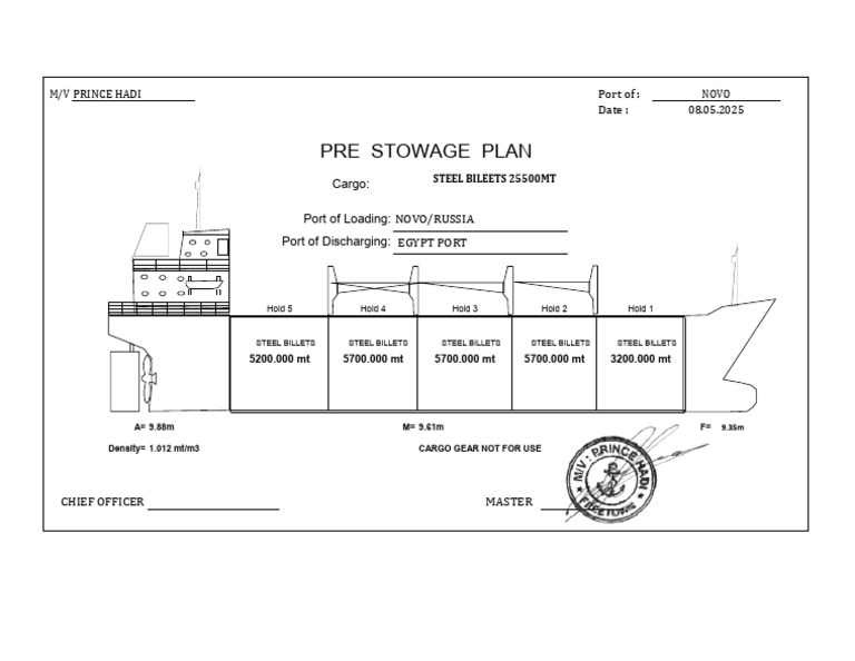Pre Cargo Plan Steel Billets | PDF